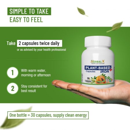 HerbalX Plant Based Iron Supplement | Hemoglobin Booster | 30 Vegan ...